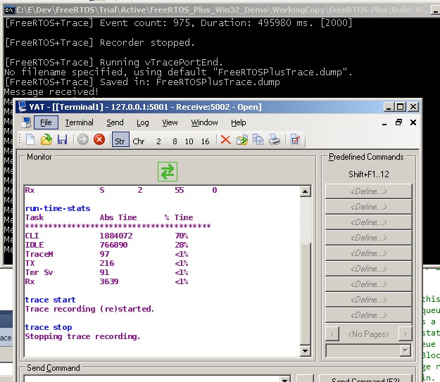 Freertostrace And Freertoscli Demo Using The Freertos Win32 Simulator